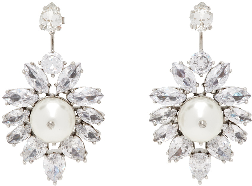 Simone Rocha White Double Ended Crystal Crest Earrings Simone Rocha