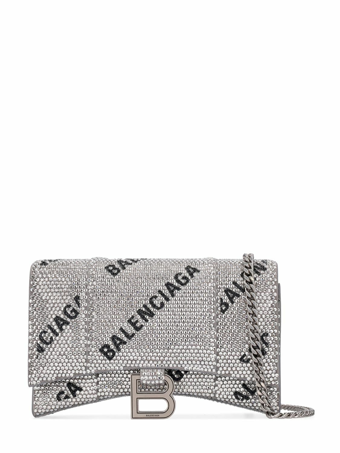 BALENCIAGA - Hourglass Logo Strass Chain Wallet Balenciaga