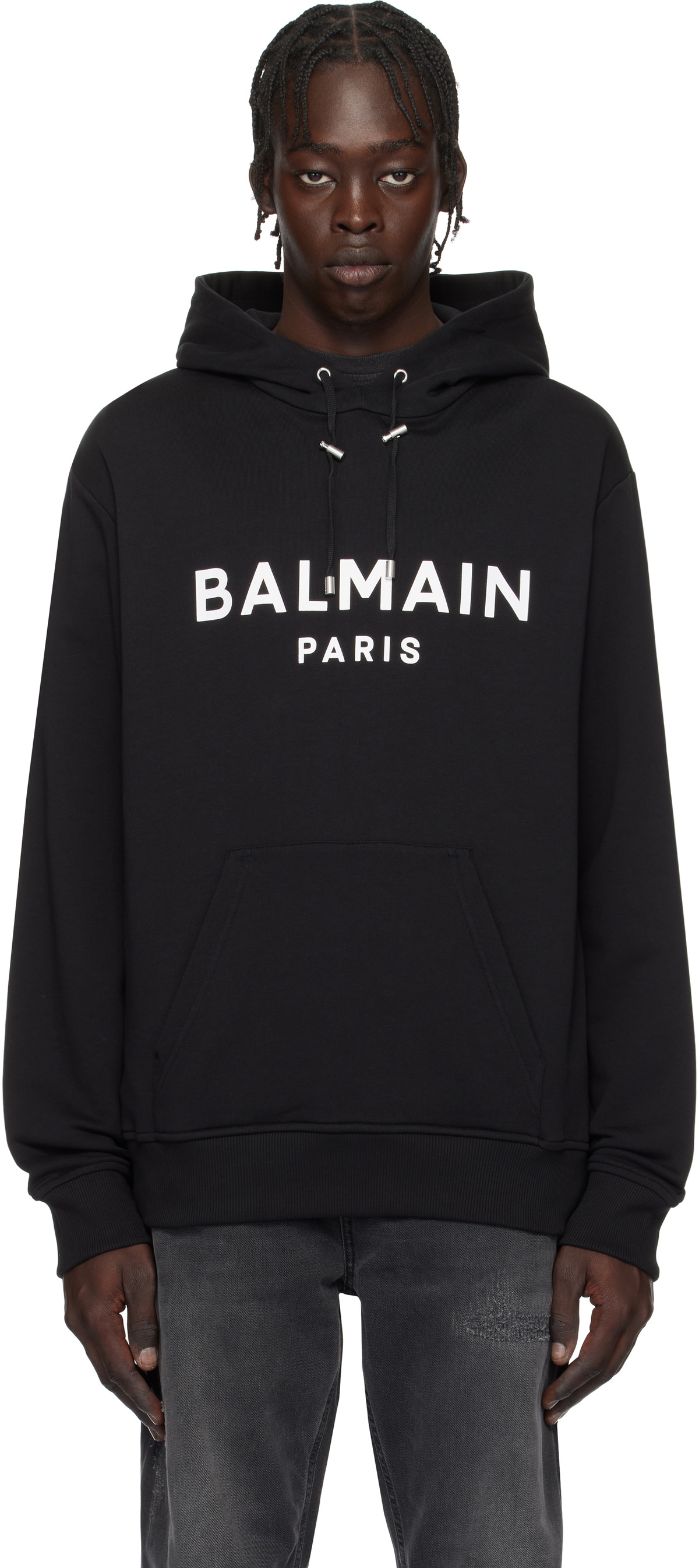 Balmain Black Printed 'Balmain Paris' Hoodie Balmain