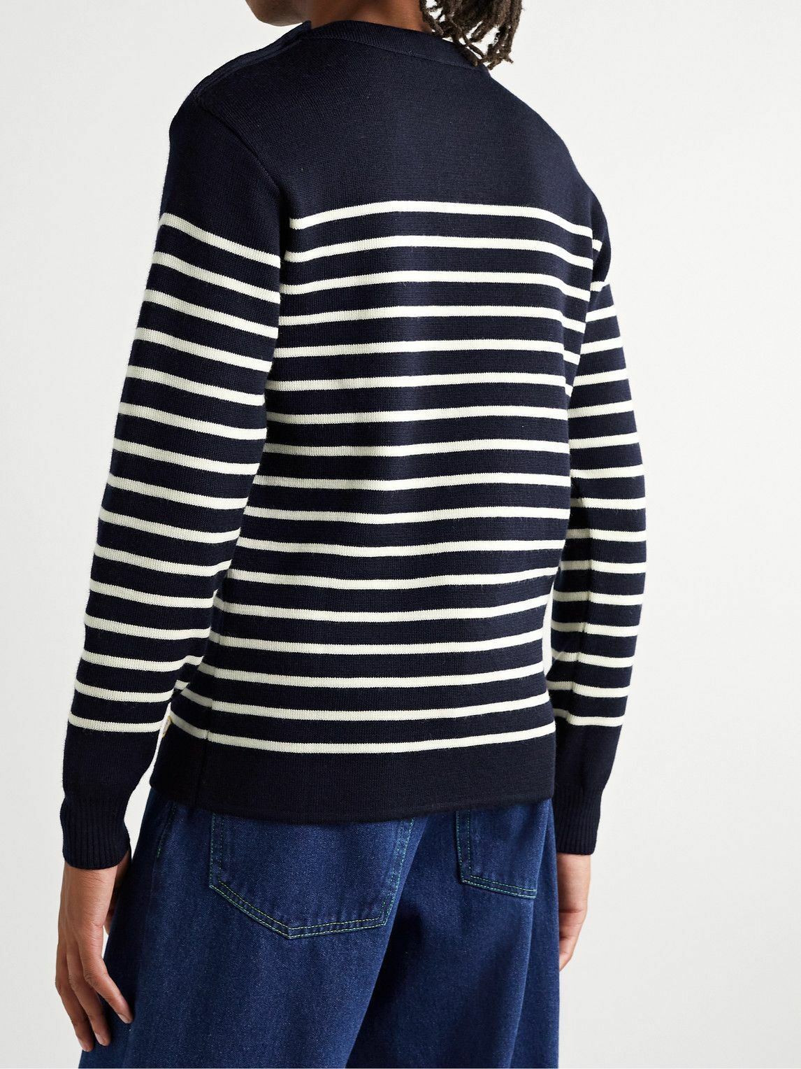 Armor Lux - Molène Logo-Appliquéd Striped Wool Sweater - Blue Armor Lux