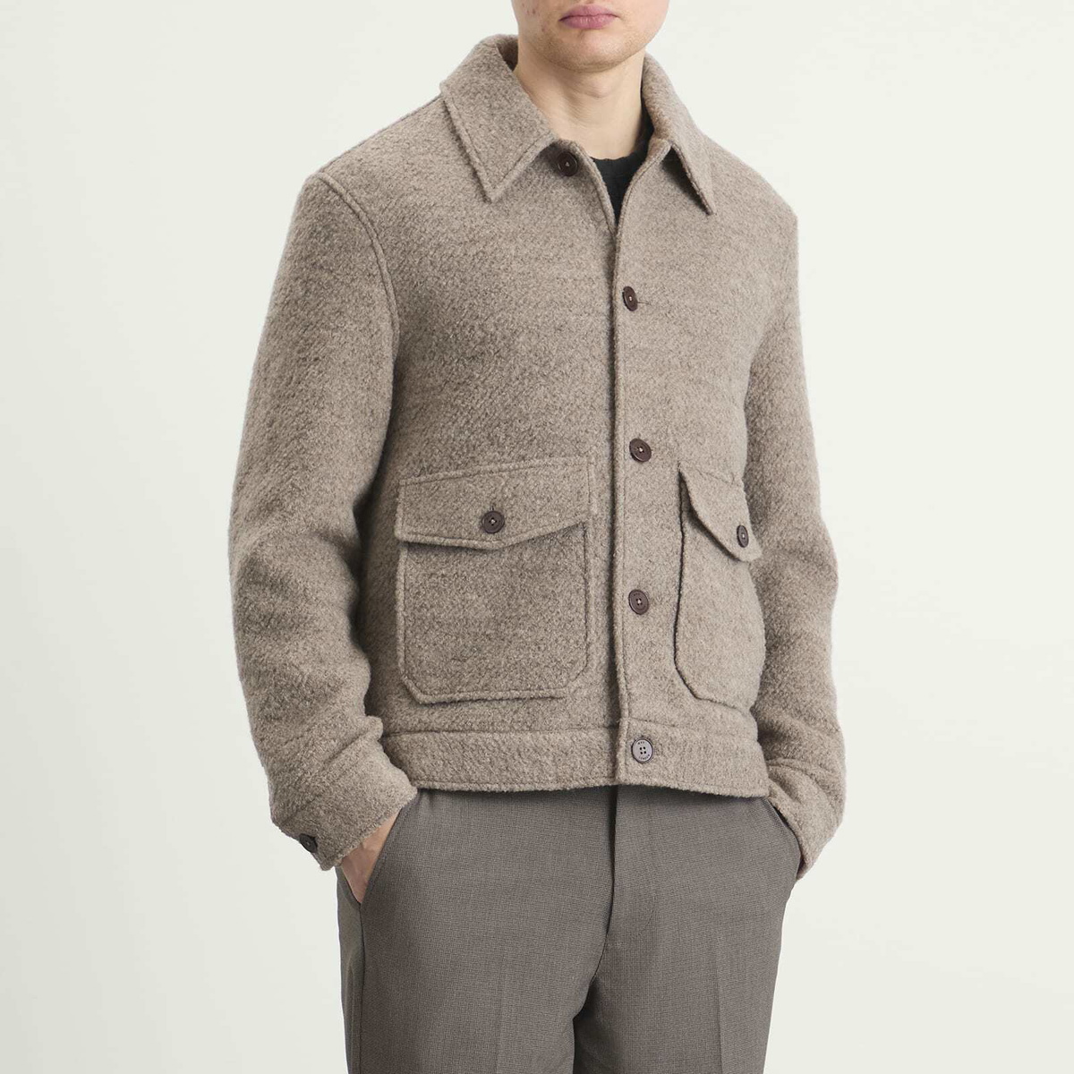Wax London Men's Newgate Melange Wool Jacket in Light Brown Wax London