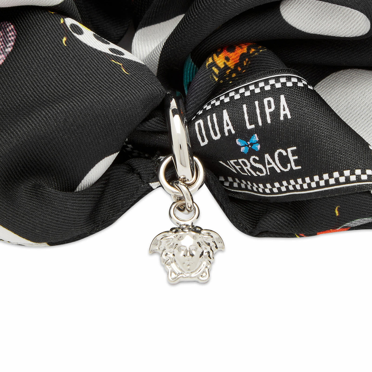 Versace Women's Dot & Ladybug Hair Scrunchie in Black Versace