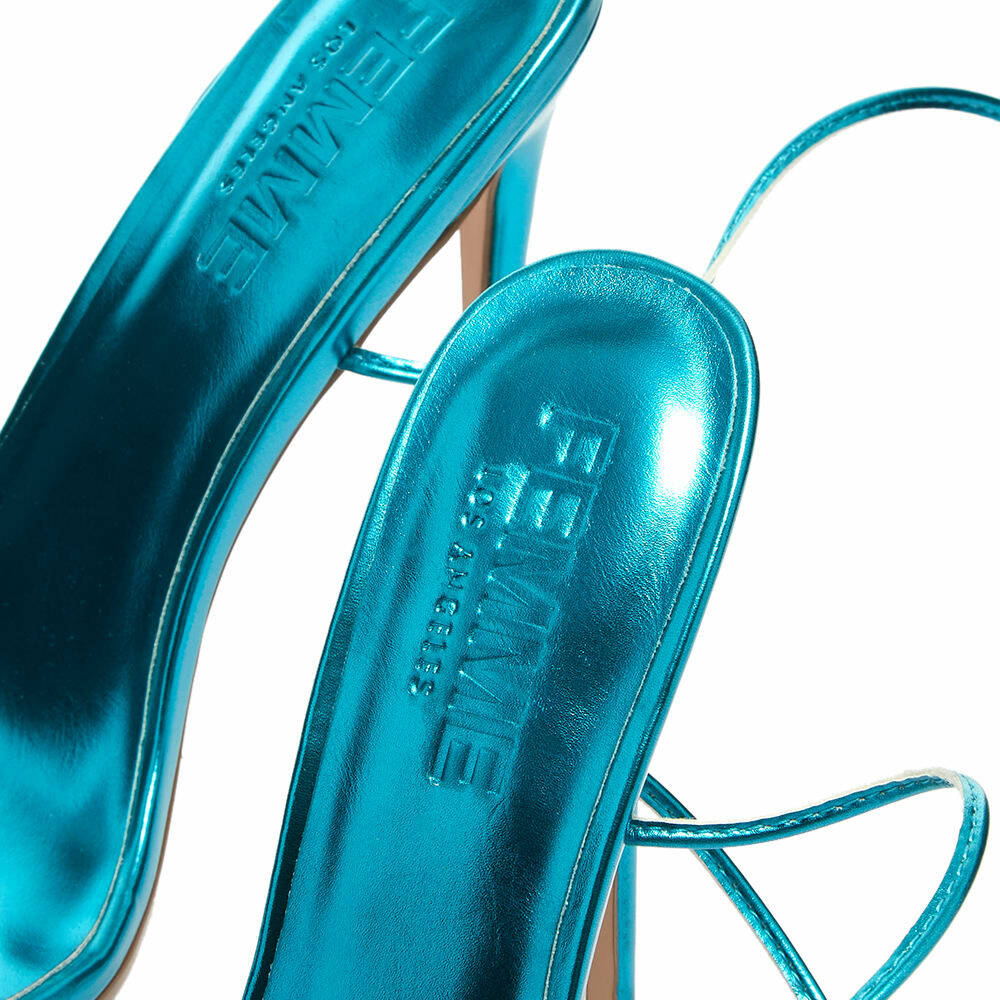 Femme LA Women's London Lace Up Sandal Heel in Azul Femme LA