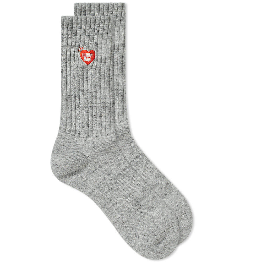 Human Made Heart Logo Pile Sock Grey Human Made