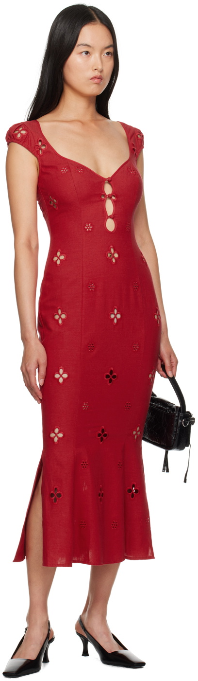 Mirror Palais Red Maria En Morango Midi Dress