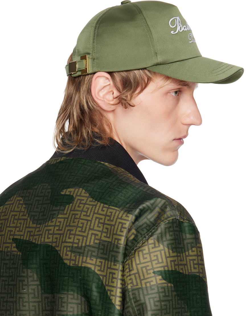 Balmain Green Embroidered Cap Balmain