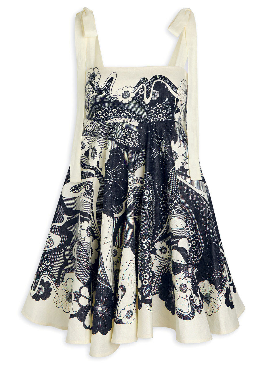 Alemais Mickey Floral-print Linen Mini Dress Navy ALÉMAIS