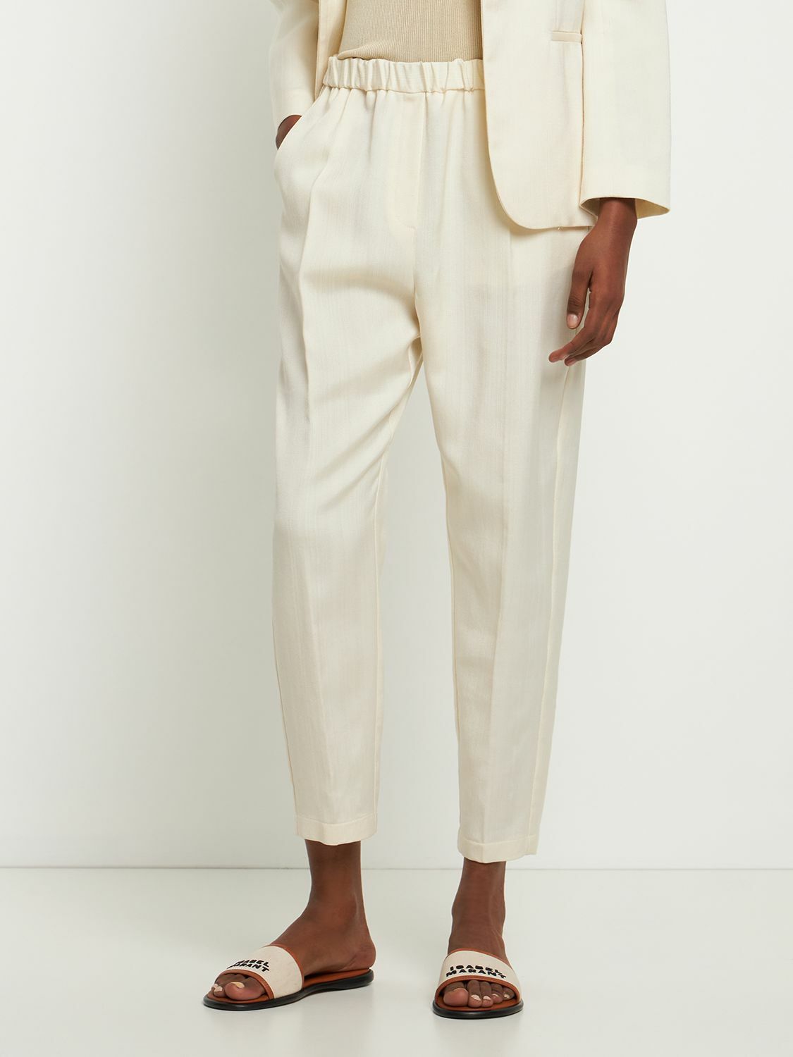 ISABEL MARANT - 10mm Vikee-gz Leather & Canvas Flats Isabel Marant