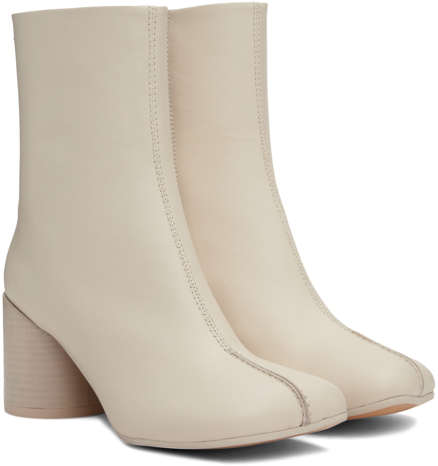 MM6 Maison Margiela Off-White Stitch-Out Leather Ankle Boots MM6 Maison Margiela Off-White Stitch-Out Leather Ankle Boots