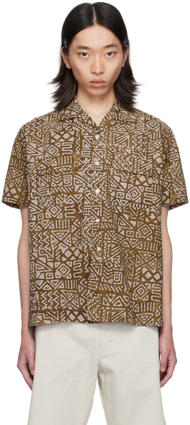 BEAMS PLUS Brown Batik Print Shirt Beams Plus