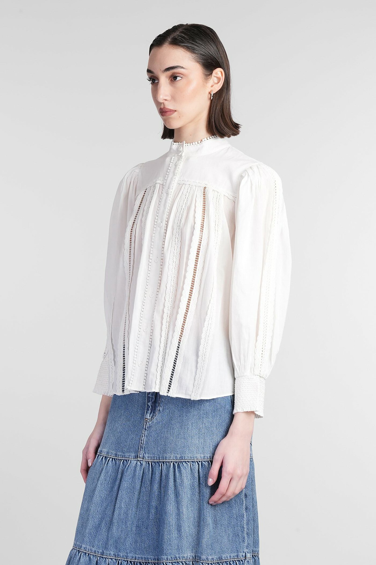 Alice + Olivia Cora Blouse In White Cotton Alice + Olivia