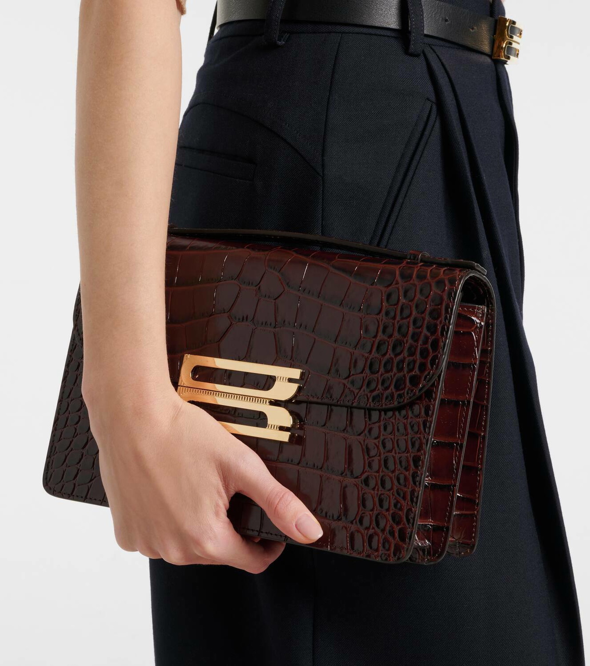 Victoria Beckham Dorian Small croc-effect leather shoulder bag Victoria ...