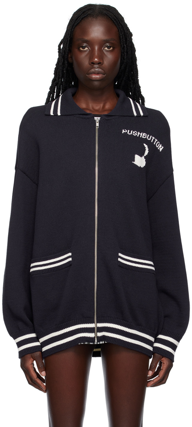 Pushbutton Navy Intarsia Jacket Pushbutton