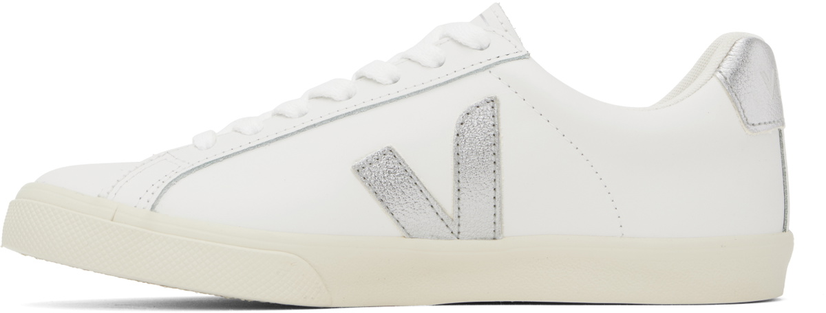 VEJA White & Silver Esplar Leather Sneakers VEJA