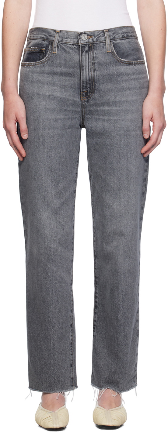 FRAME Gray 'Le Jane Ankle Raw Fray' Jeans Frame Denim
