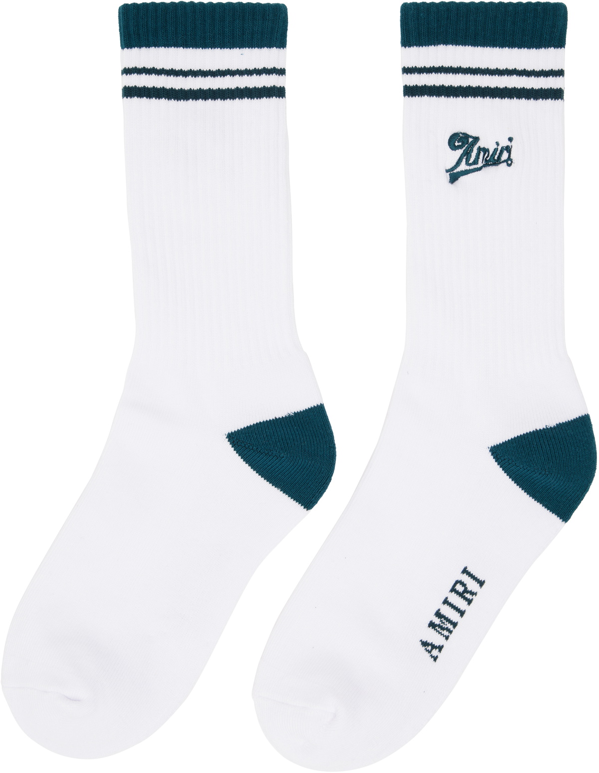 AMIRI White & Green 'Amiri' Socks Amiri
