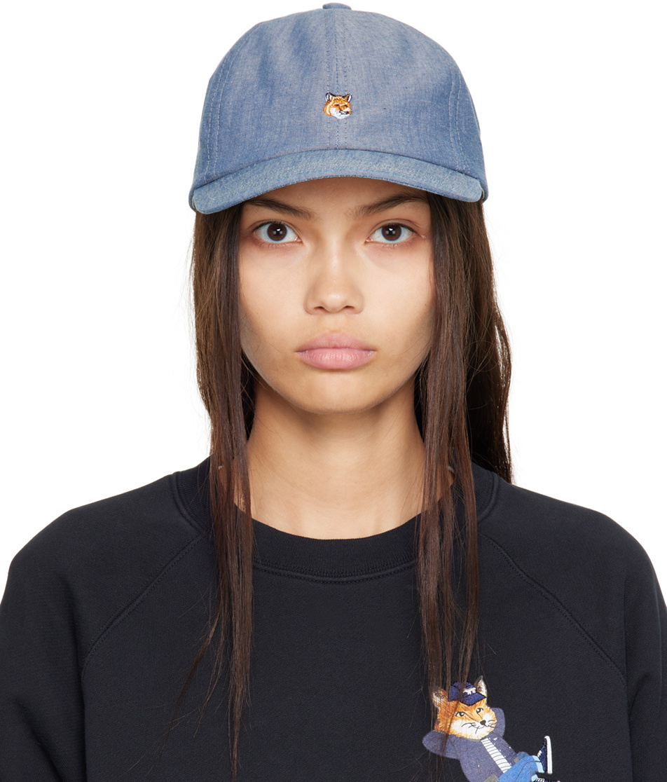 Maison Kitsuné Blue Small Fox Head Cap Maison Kitsune