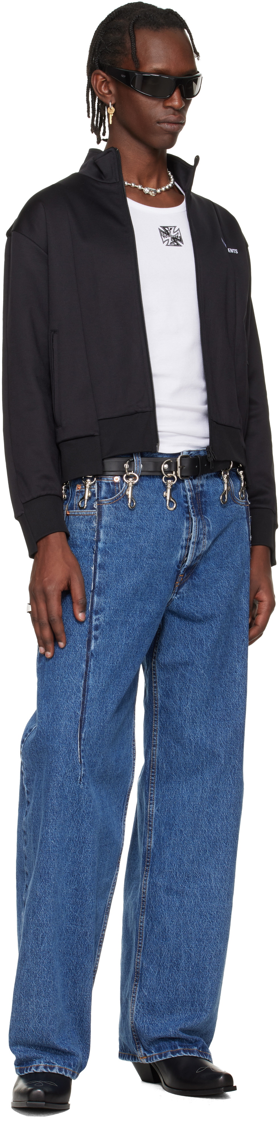 VETEMENTS Black Cut-Up Athletic Zip-Up Track Jacket Vetements