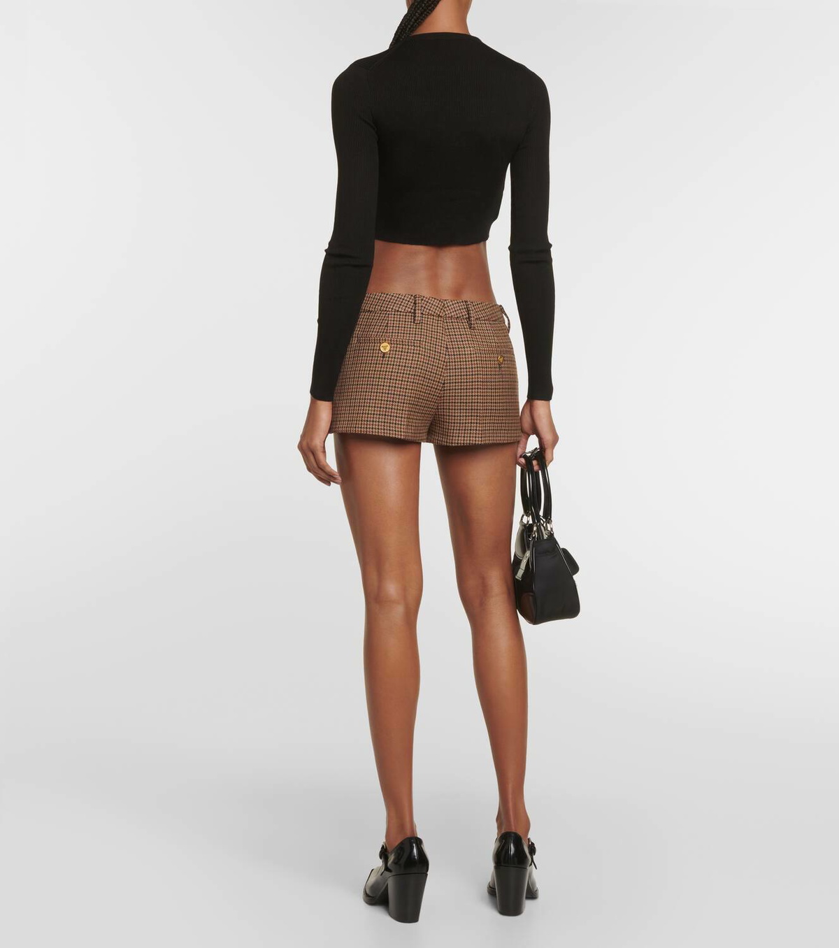Prada Logo ribbed-knit silk crop top Prada