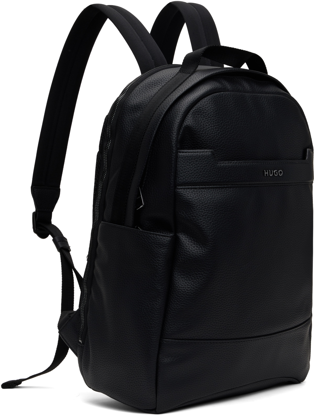 Hugo Black Grained Texture Backpack Hugo Boss