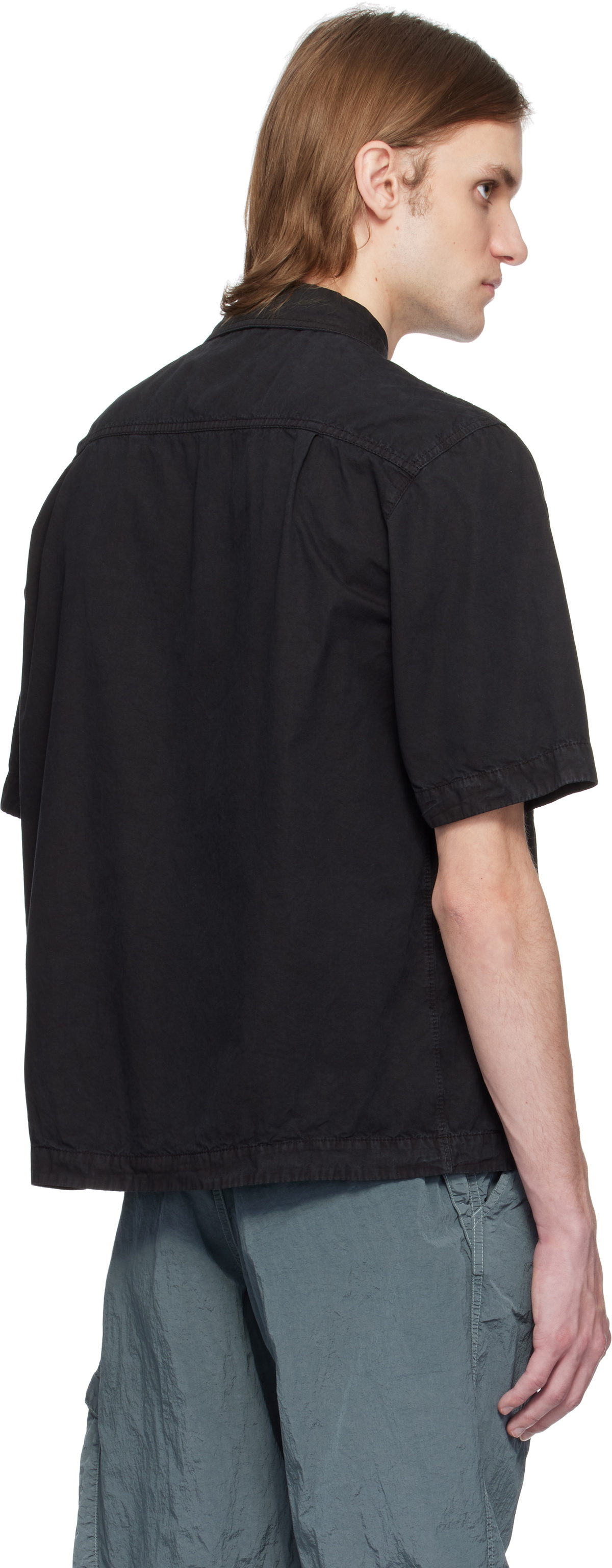 Stone Island Black Brushed Organic Cotton Canvas Old Effect Shirt Stone ...