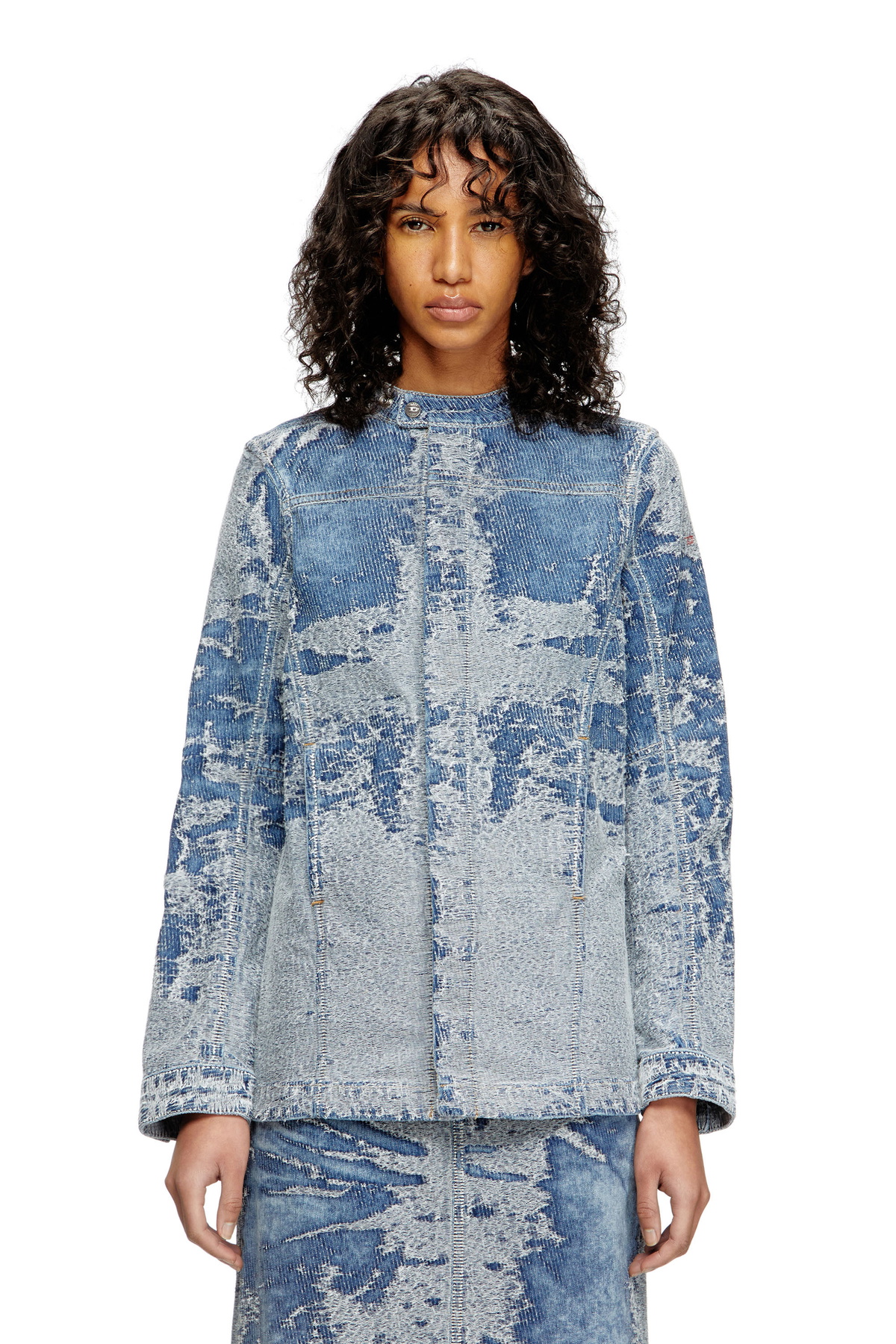 Diesel Jacket in distressed jacquard denim - Denim Jackets Womens in ...