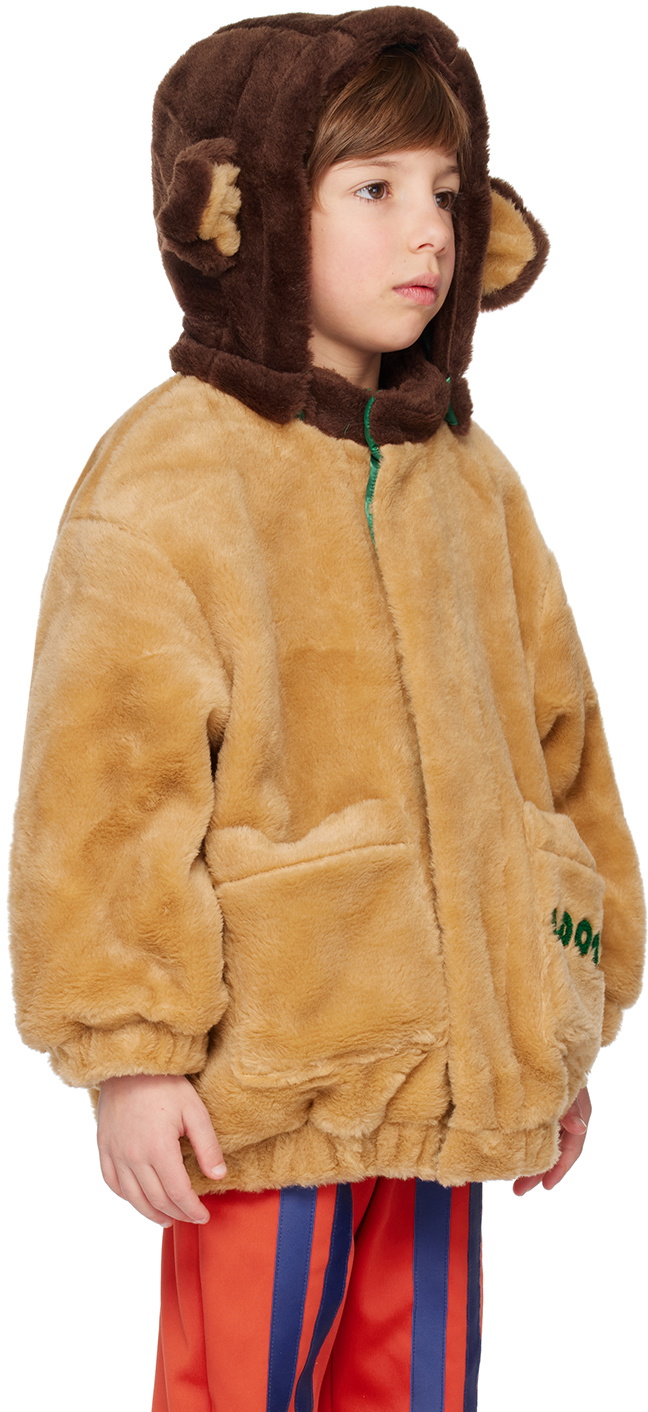 Mini Rodini Kids Beige 'Adored' Faux-Fur Jacket Mini Rodini