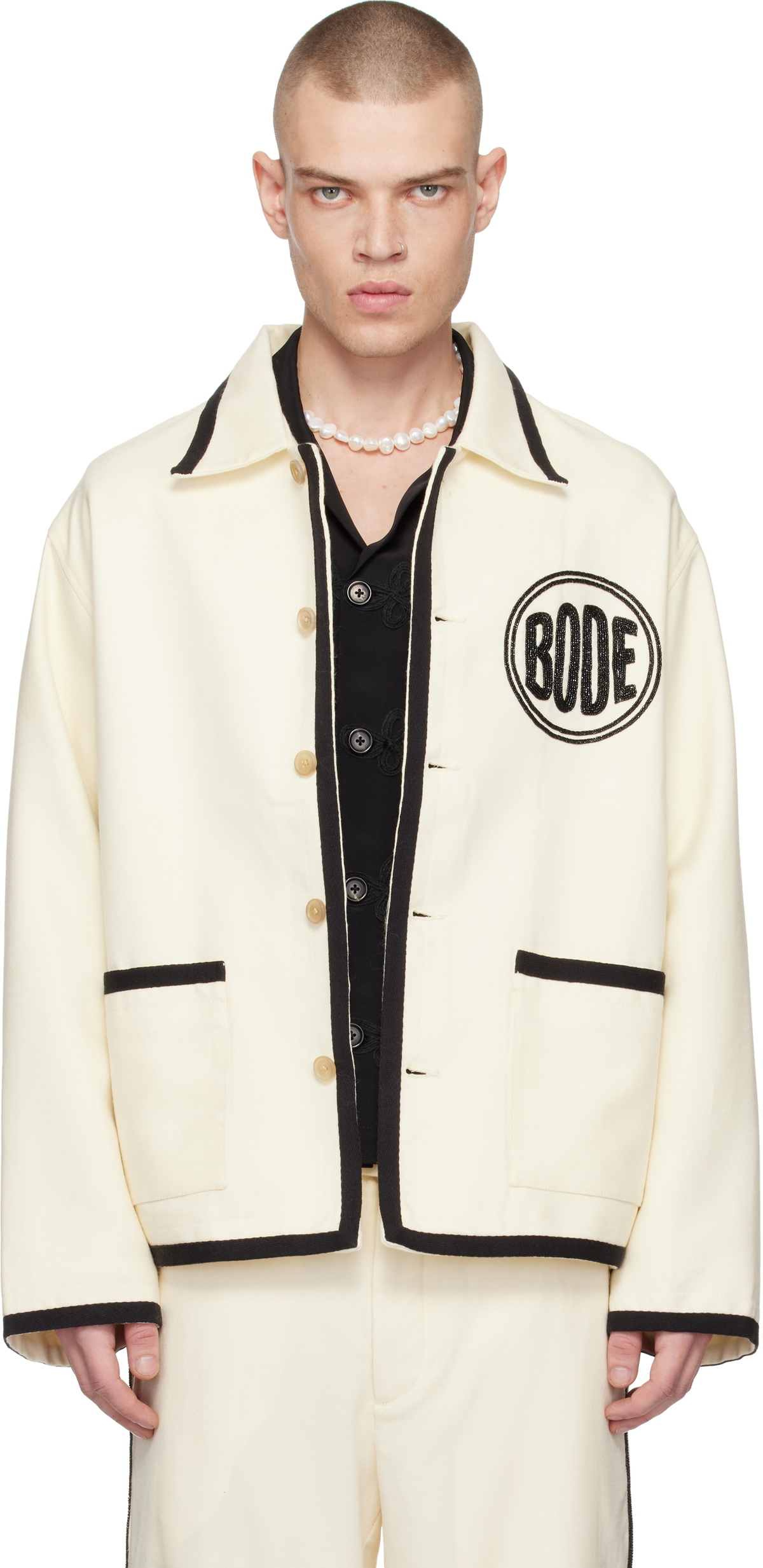 Bode Off-White Beaded Player Jacket Bode