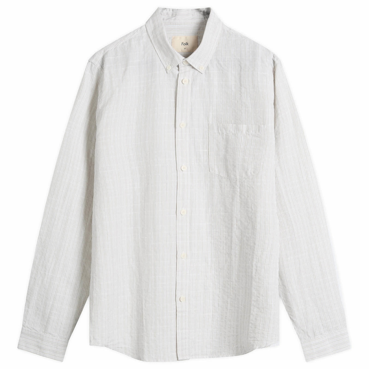Folk Men's Stripe Relaxed Shirt in Sage Folk