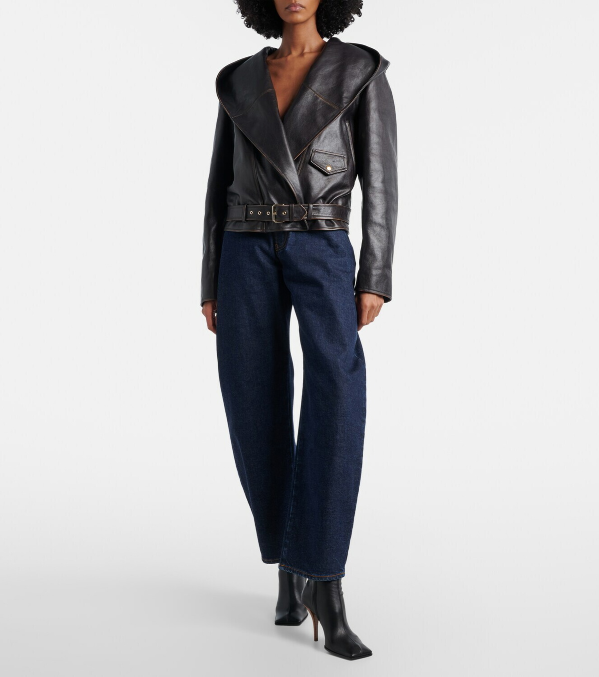 Alaïa Hooded leather biker jacket ALAÏA