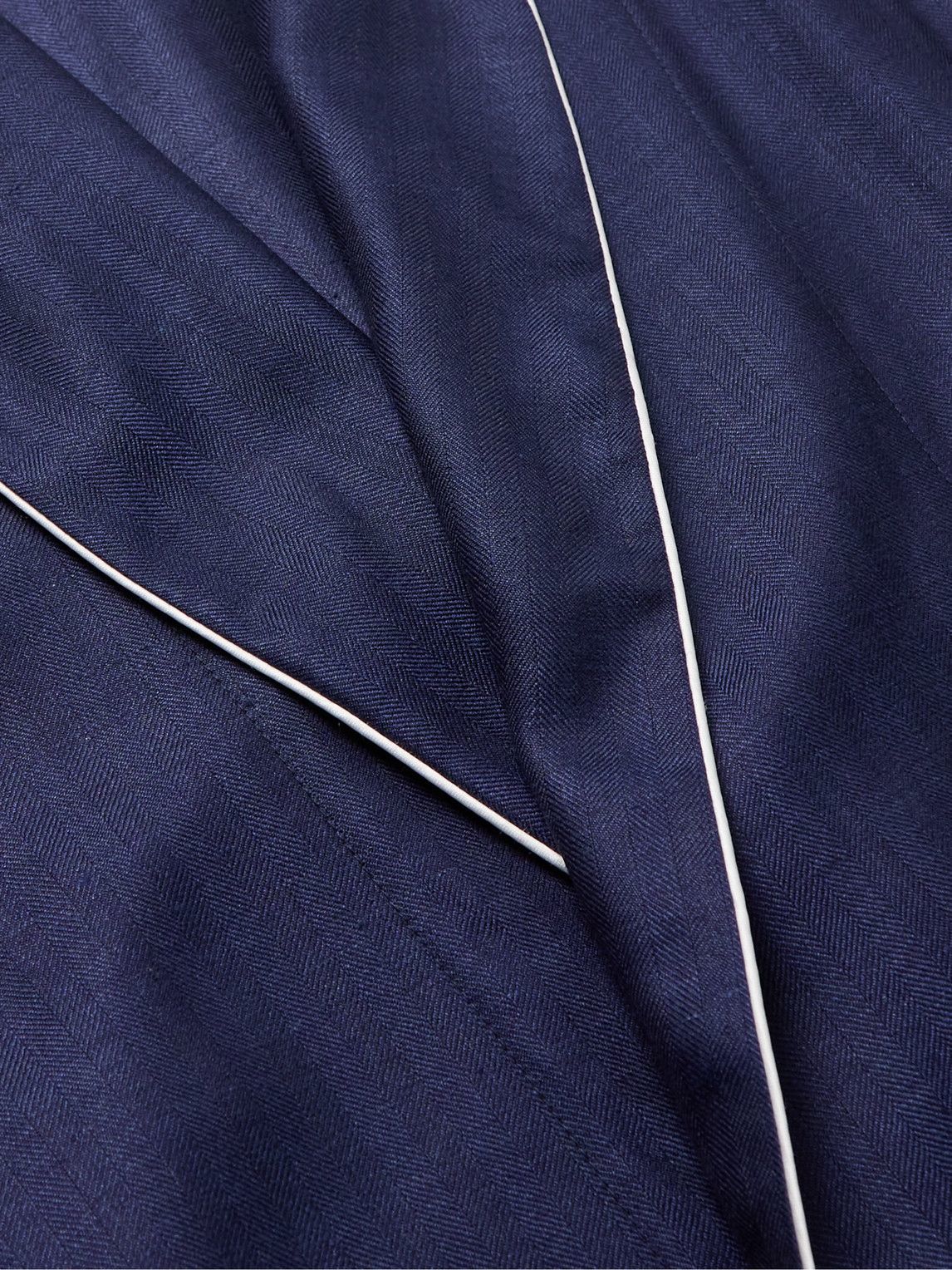 Anderson & Sheppard - Herringbone Robe - Blue Anderson & Sheppard
