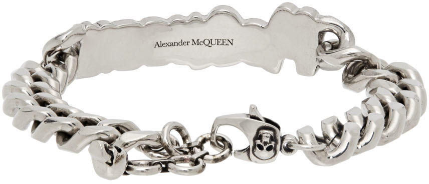 Alexander McQueen Silver Graffiti Chain Bracelet Alexander McQueen