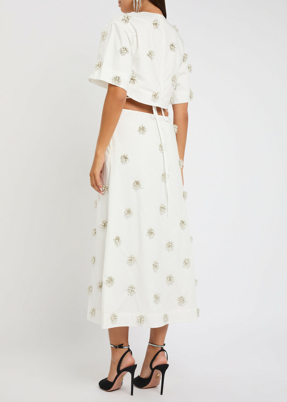 Jonathan Simkhai Starla Embellished Cotton-blend Poplin Midi Dress ...