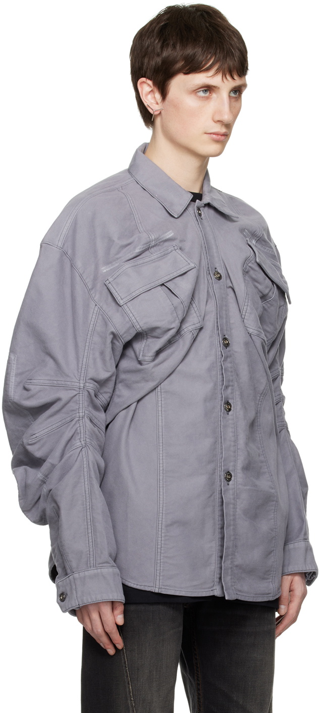 Y/Project Gray Cargo Denim Shirt Y/Project