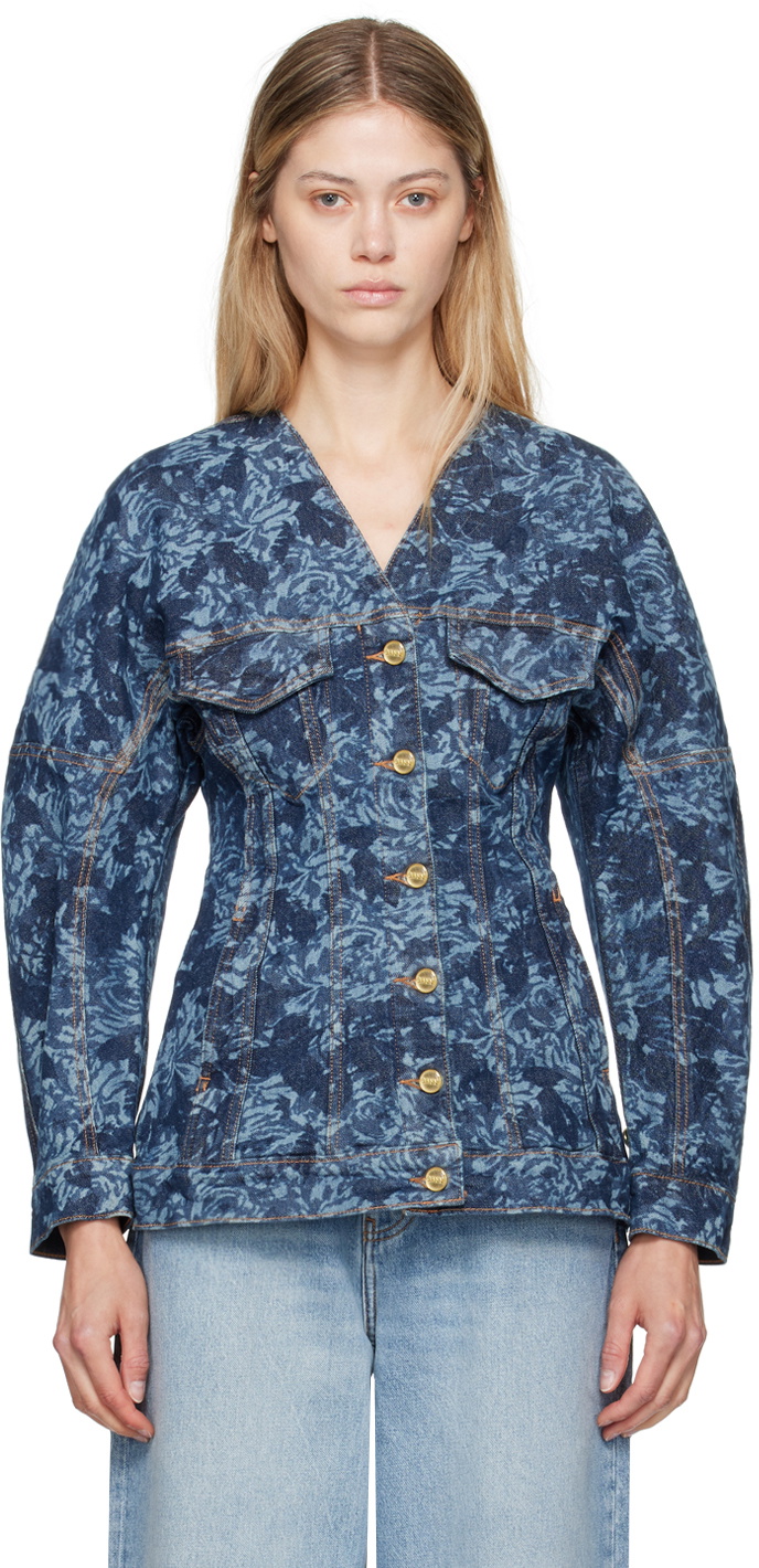 GANNI Navy Lazer Denim Jacket GANNI