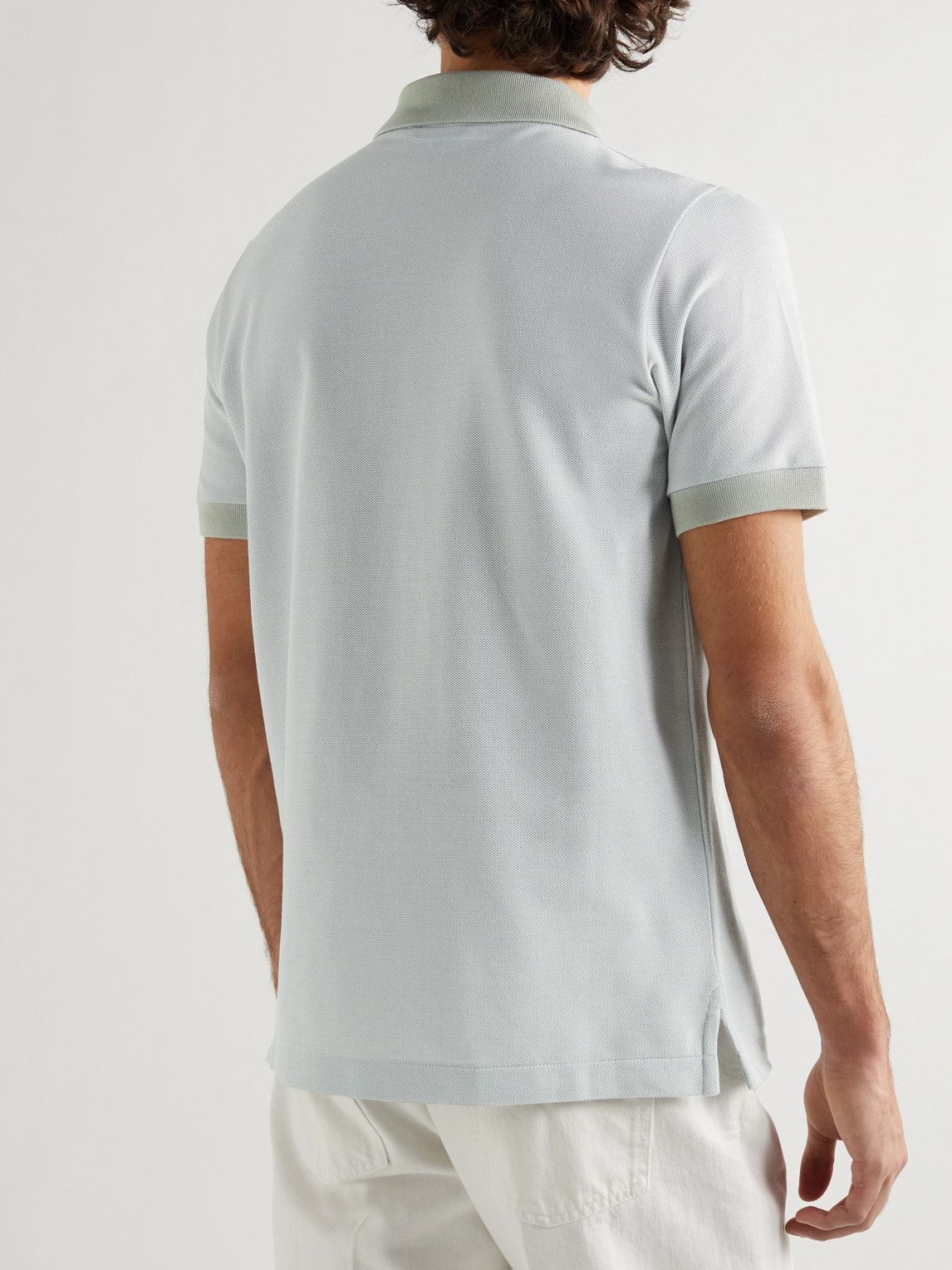 Dunhill - Colour-Block Cotton and Silk-Blend Piqué Polo Shirt - Blue ...