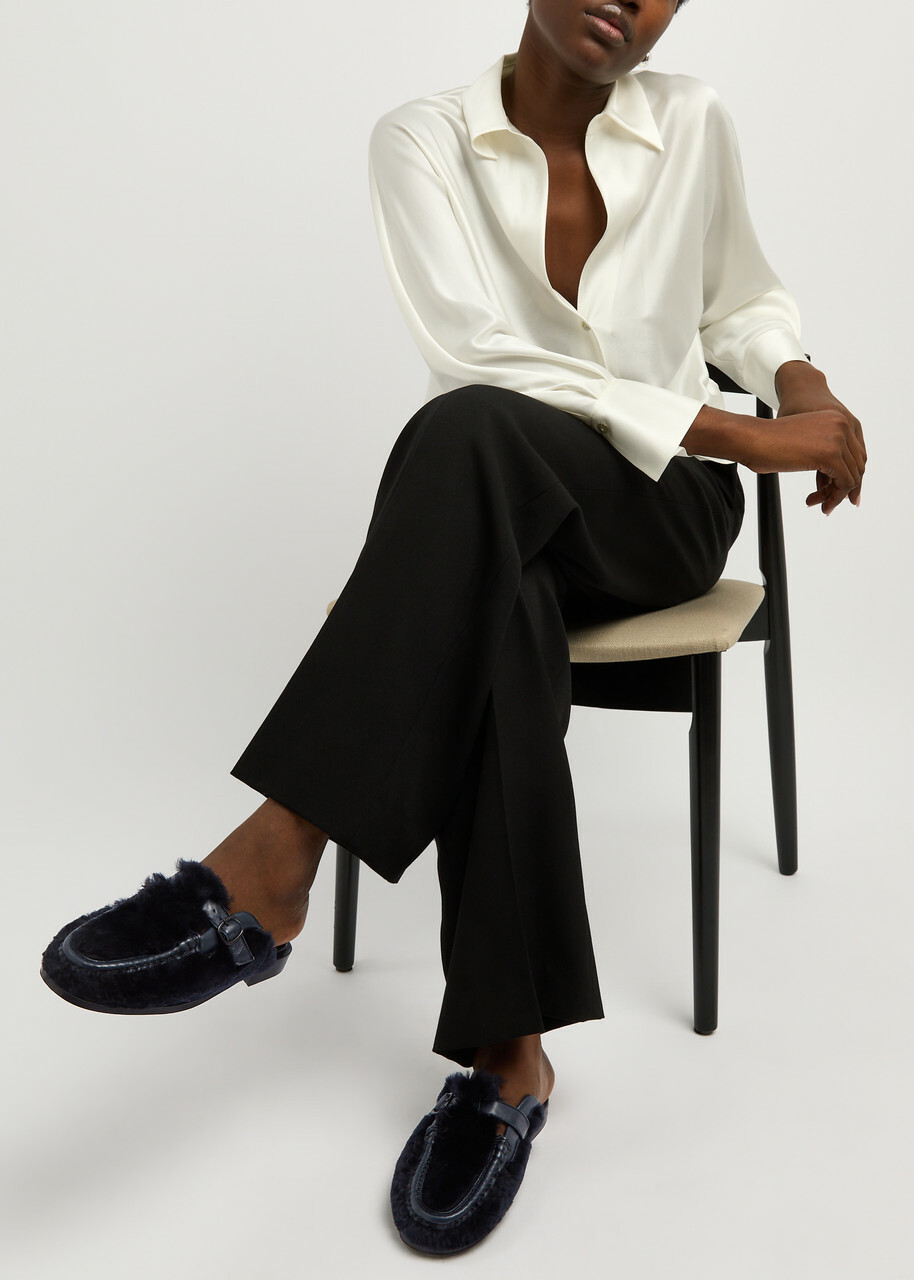 Hereu Barraca Shearling Loafer Sliders Blue HEREU