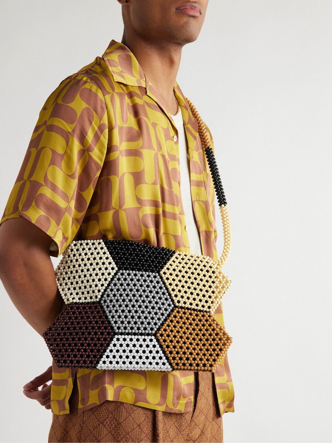 LU BY LU - Waffle Recycled Beaded Messenger Bag