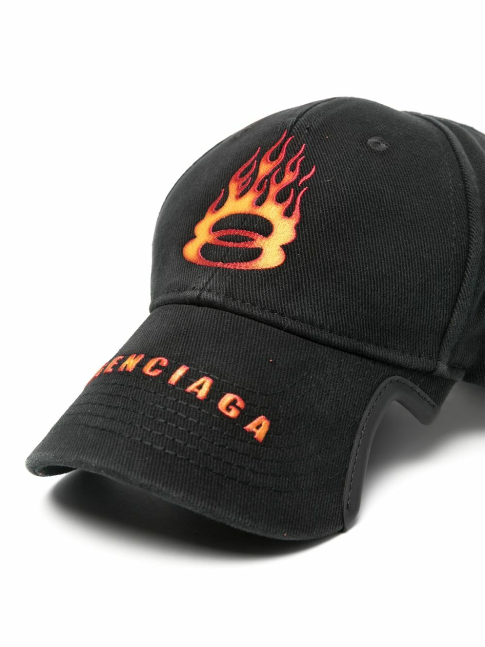 Balenciaga Black Burning Unity Cotton Baseball Cap Balenciaga