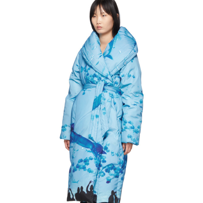 Saks Potts SSENSE Exclusive Blue Sauna Puffer Coat Saks Potts