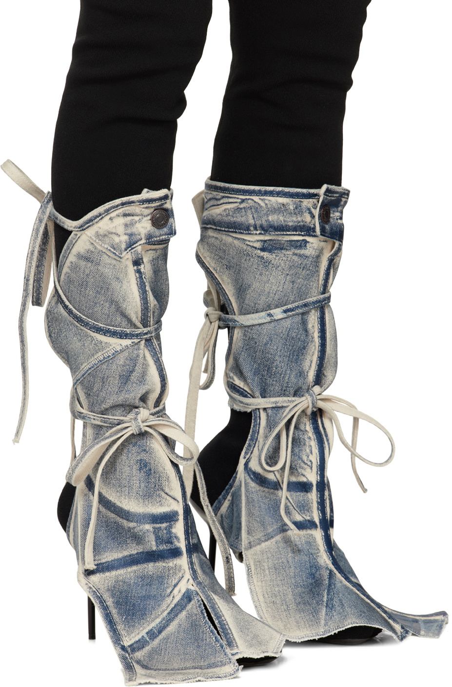 Ottolinger SSENSE Exclusive Blue Self-Tie Denim Leg Wraps Ottolinger