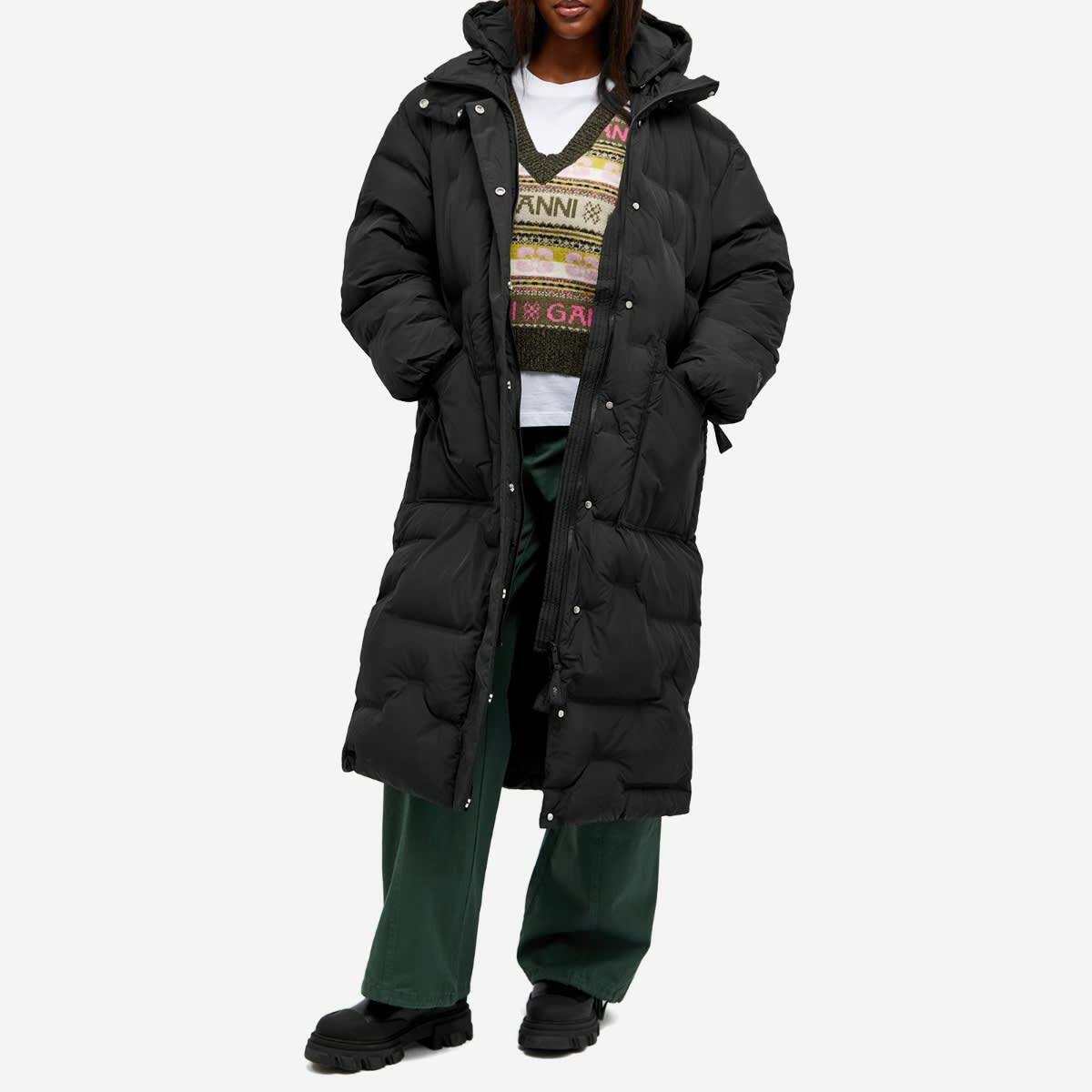 GANNI Women's Soft Puffer Oversized Coat in Black GANNI