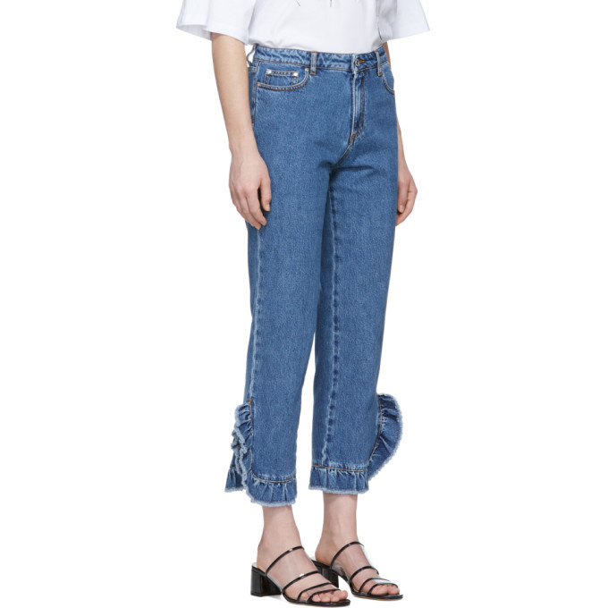 MSGM Blue Ruffled Jeans MSGM