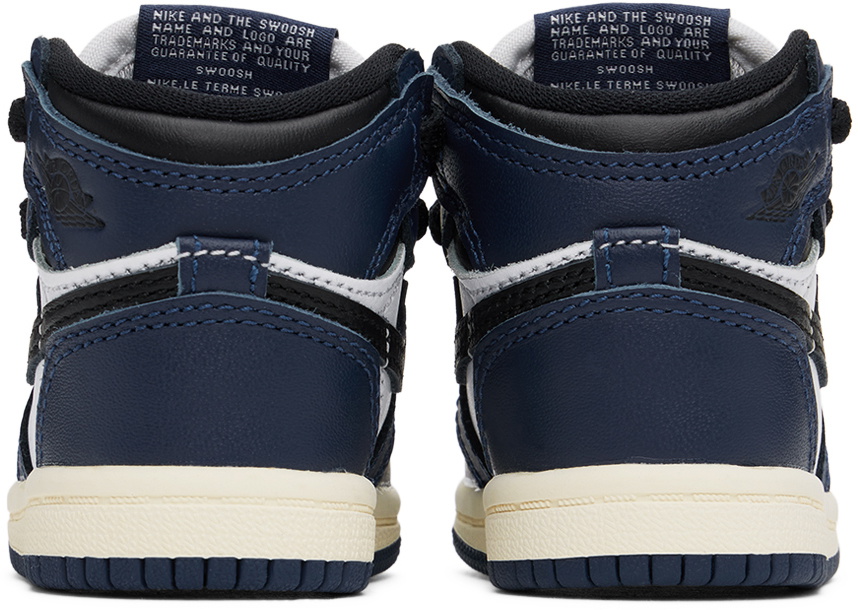 Nike Jordan Baby White & Navy Jordan 1 Retro High OG Sneakers Nike ...