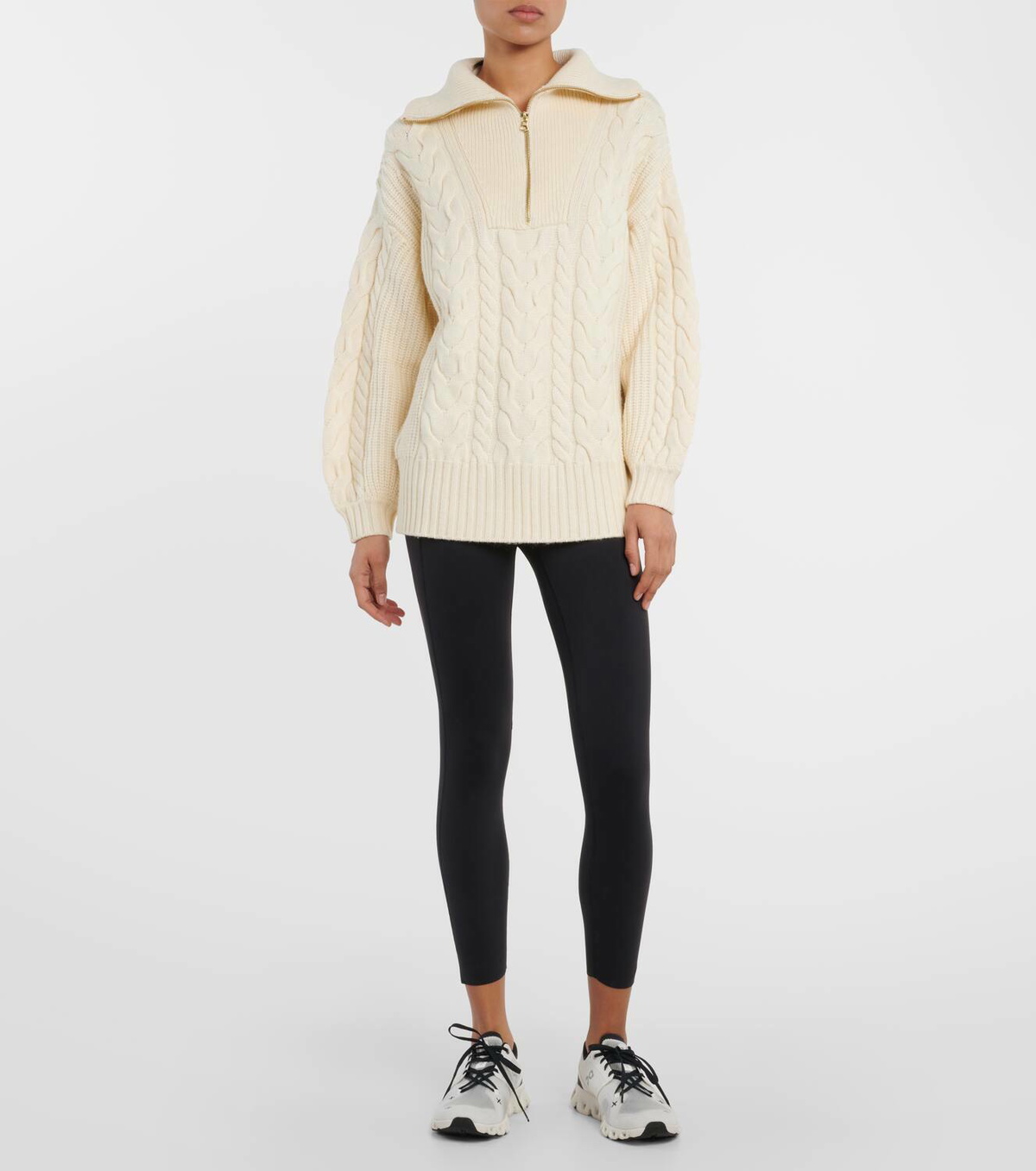Varley Daria cable-knit half-zip sweater Varley
