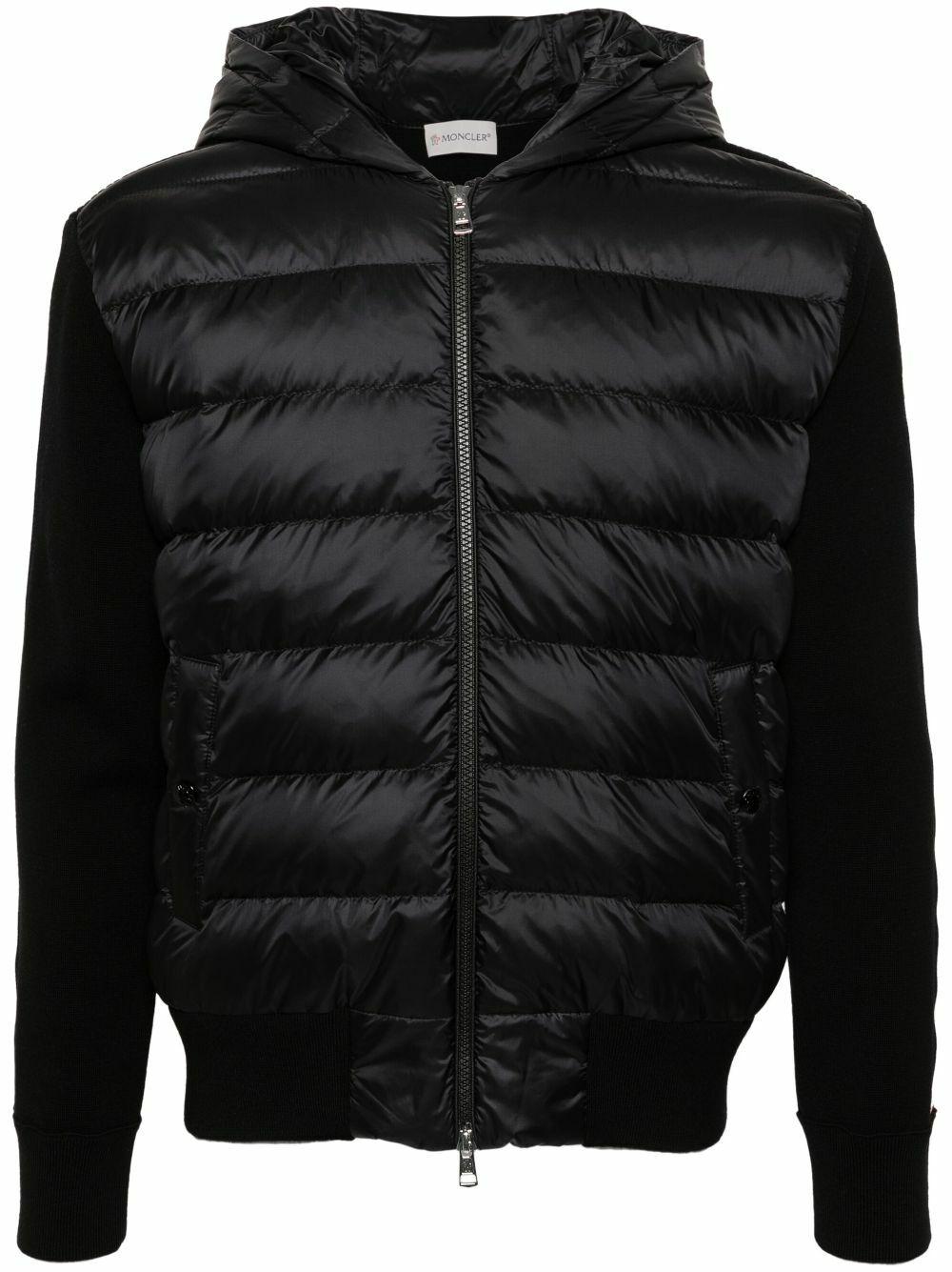 Moncler Black Quilted-Panel Wool Jacket Moncler
