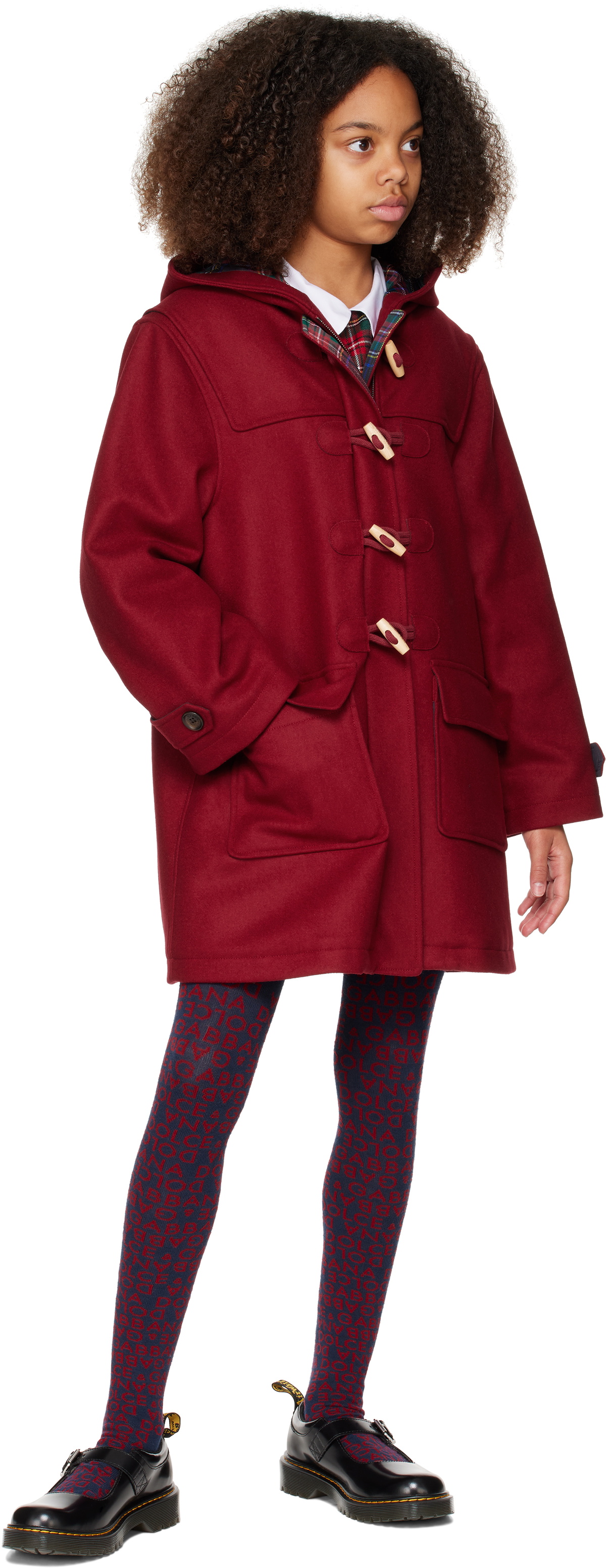 Dolce&Gabbana Kids Burgundy Wool Duffle Coat Dolce & Gabbana