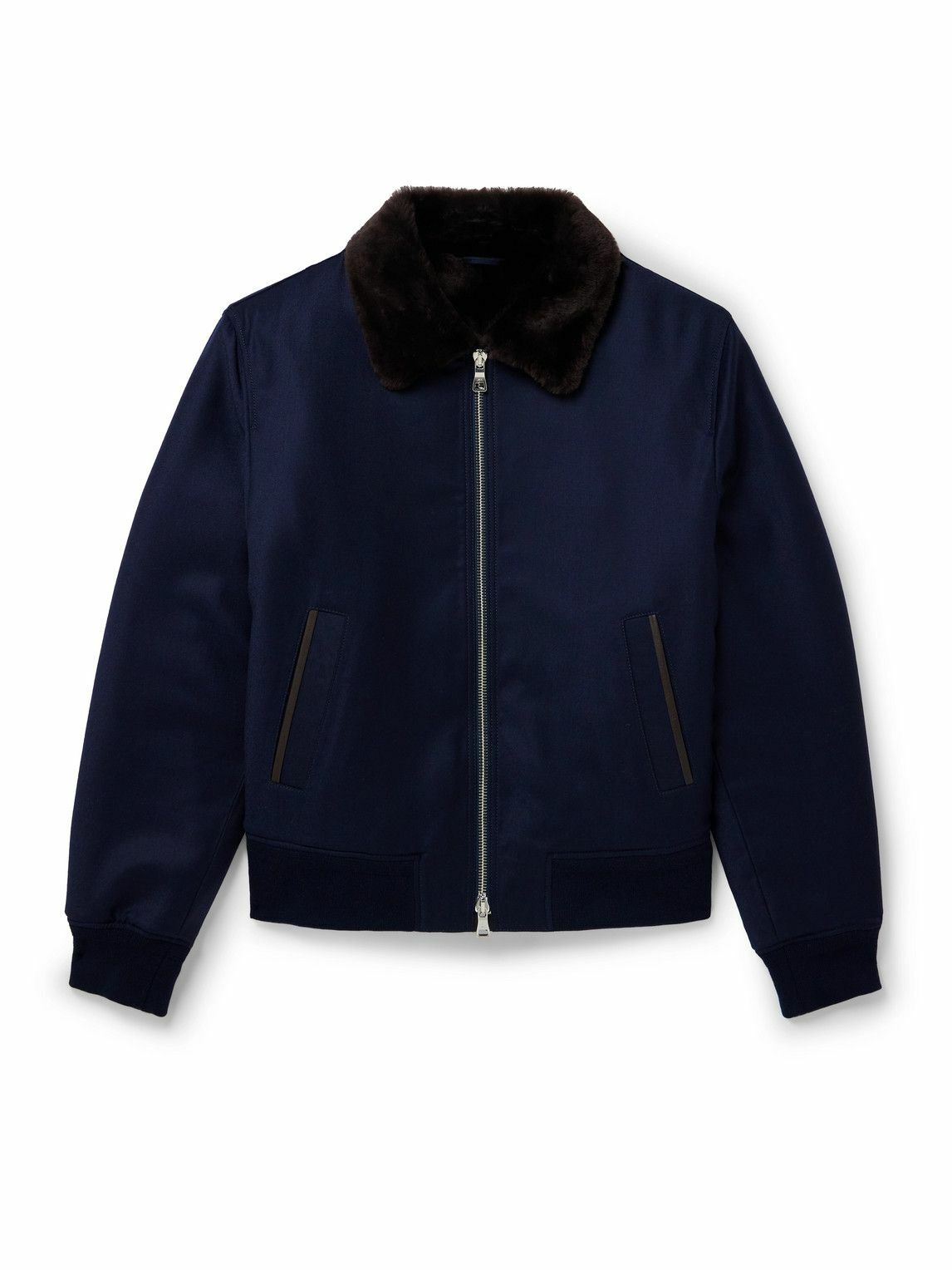 Mr P. - Shearling-Lined Brushed-Wool Jacket - Blue Mr P.