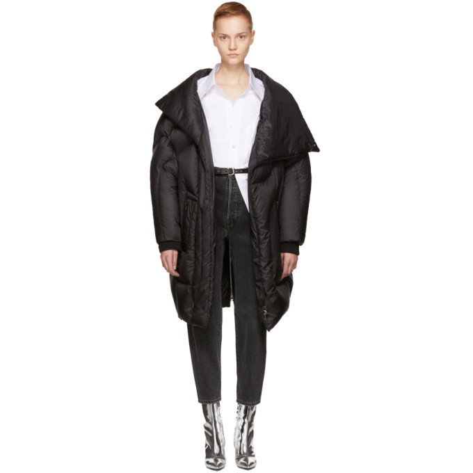 Chen Peng Black Long Funnel Puffer Jacket Chen Peng