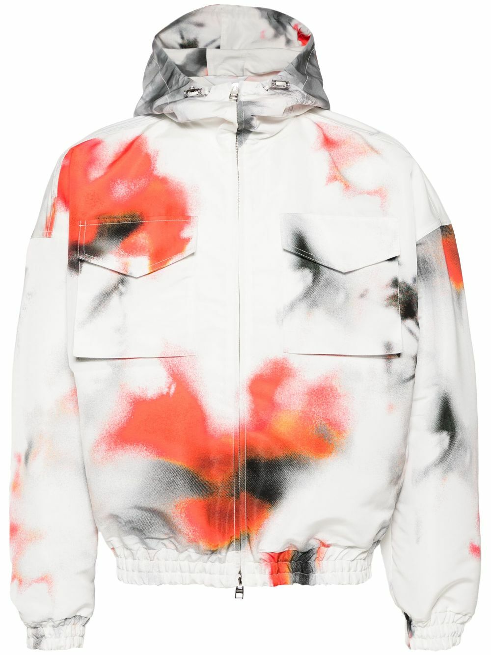 Alexander McQueen Grey Obscured Flower Hooded Jacket Alexander McQueen